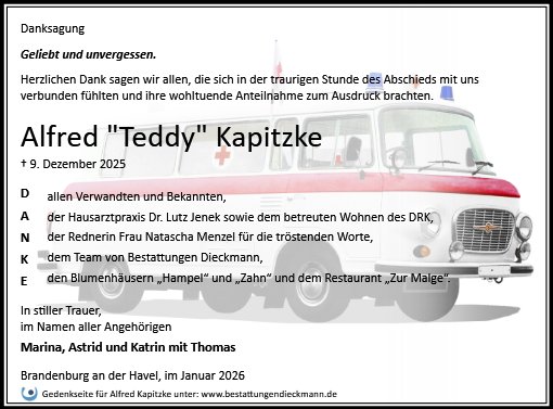Anzeige für Alfred Kapitzke